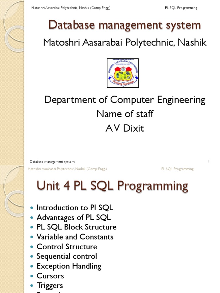 Unit 4 | PDF | Pl/Sql | Control Flow