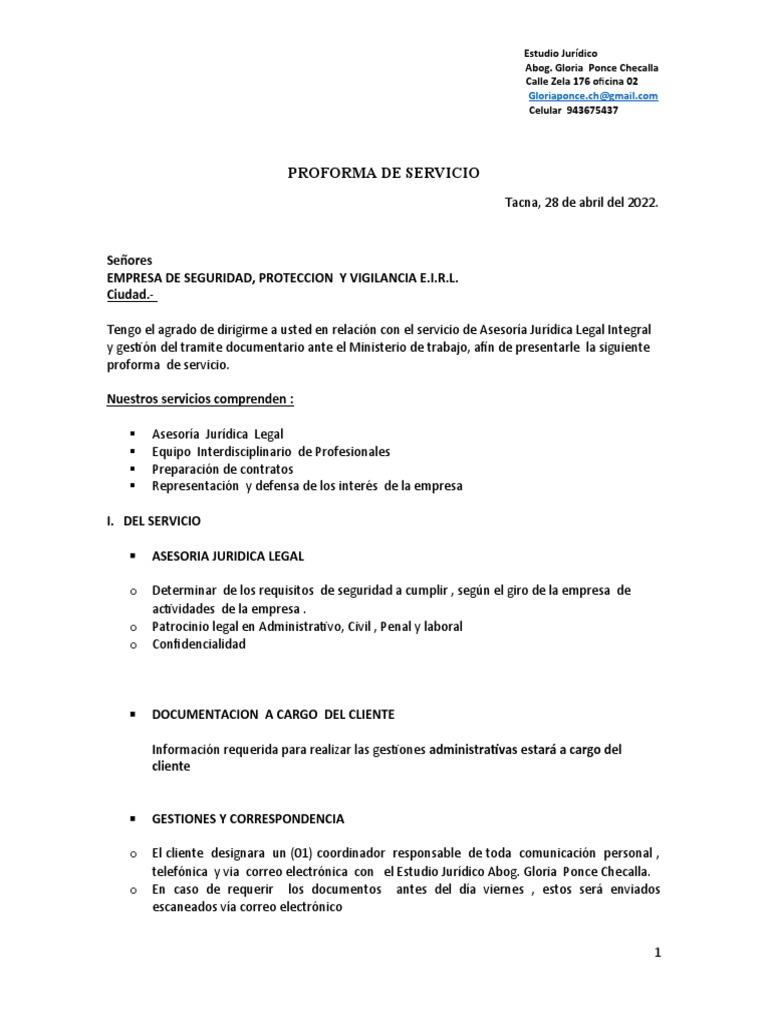 Proforma de Servicio | PDF | Despacho de abogados