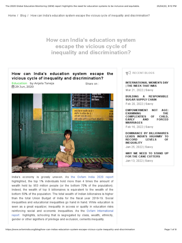 The 2020 Global Education Monitoring (GEM) Report Highlights The Need ...