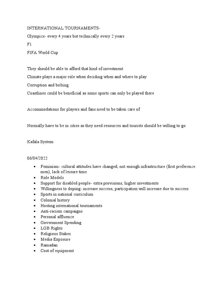 Hosting International Sports Tournaments | PDF | Politics | Sports ...