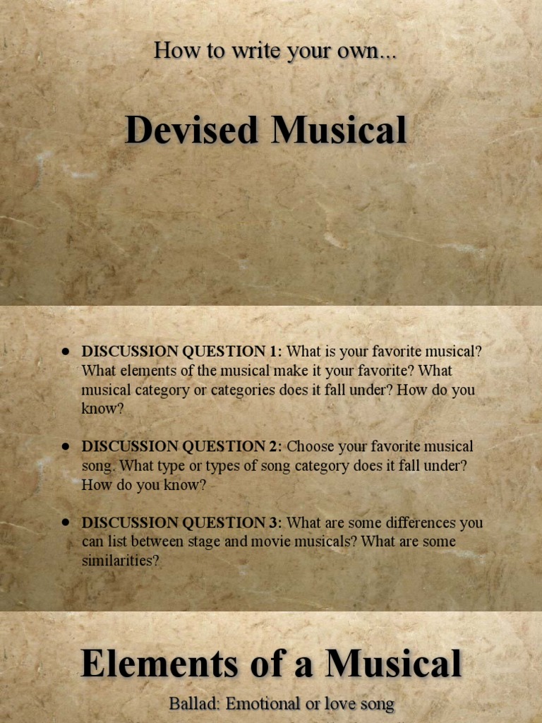 Devised Musical: How To Write Your Own.. | PDF