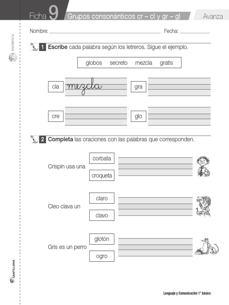 Actividades con Grupos Consonánticos | PDF