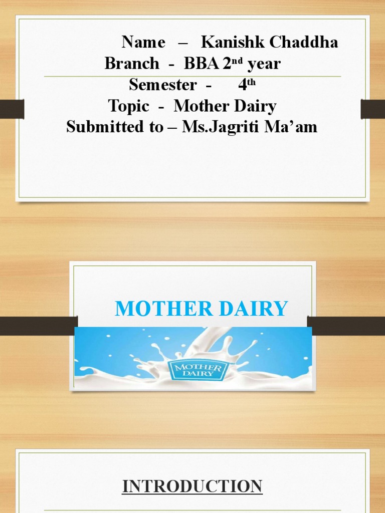 ON Mother Dairy | PDF | Foods | Dairy Farming