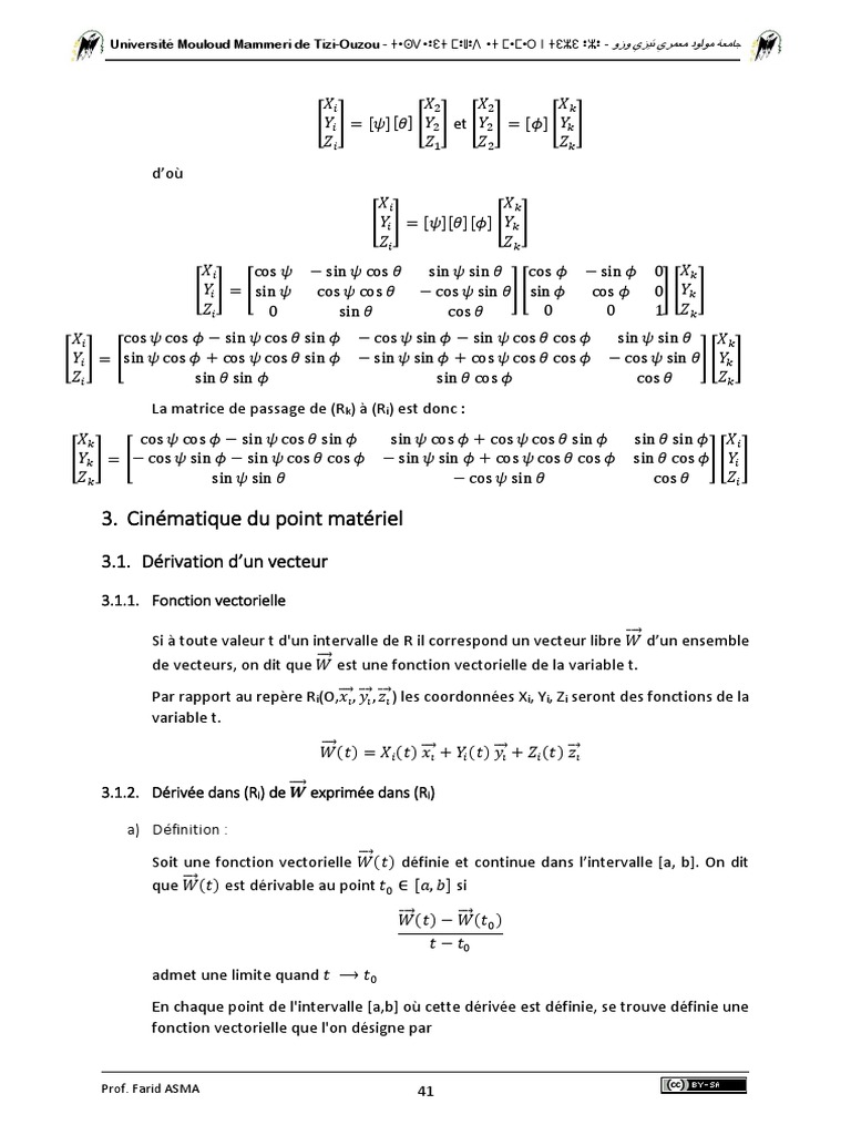 Cinématique Du Solide Rigide | PDF | Accélération | Base (algèbre linéaire)