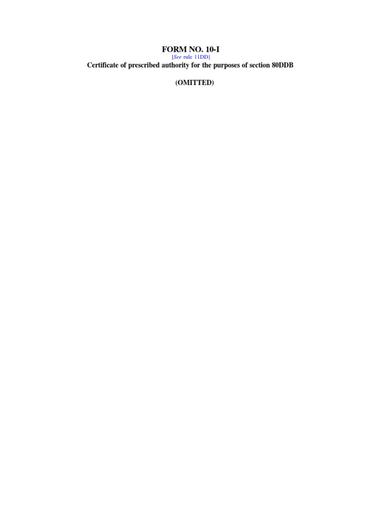 Form No. 10-I: Certificate of Prescribed Authority For The Purposes of ...