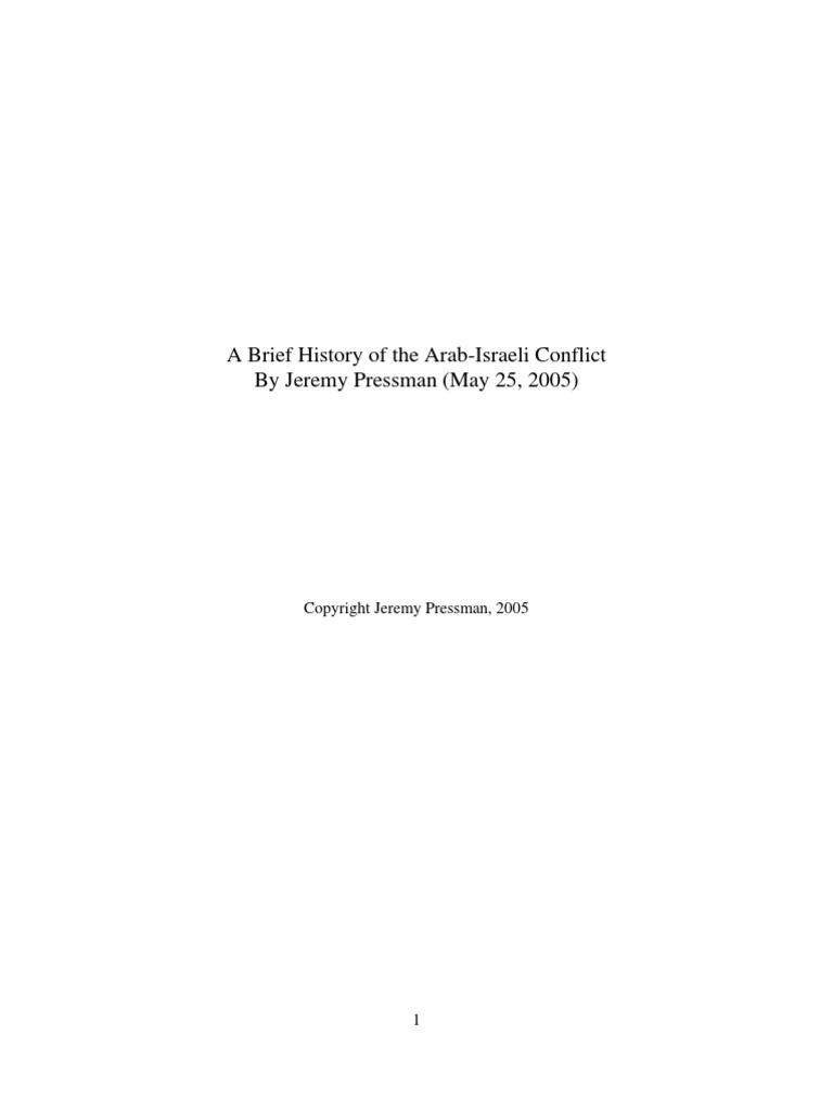 A Brief History of The Israeli-Palestinian Conflict | PDF | Palestine ...