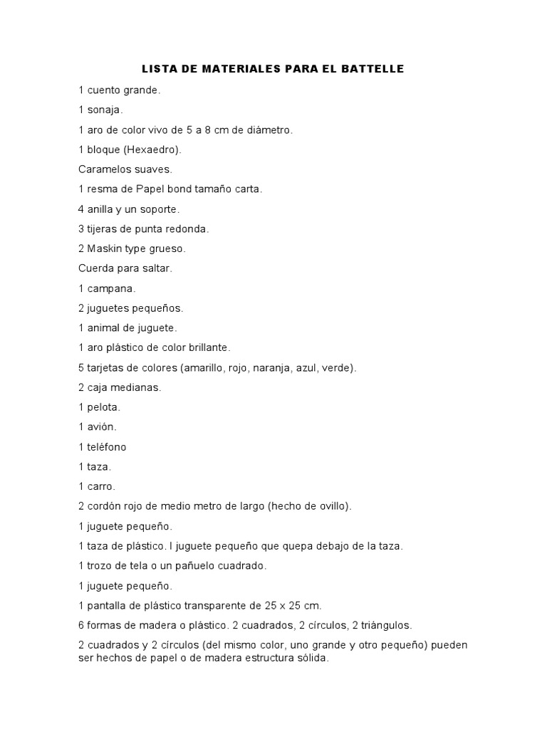 Lista de Materiales para El Battelle | PDF