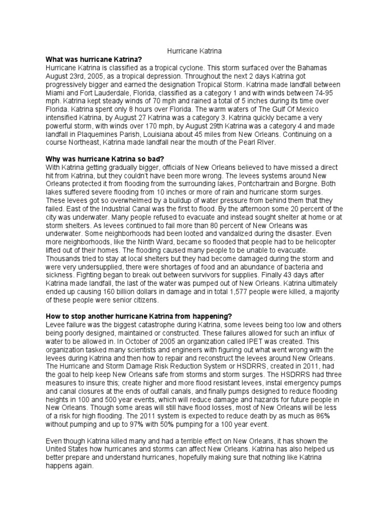 Hurricane Katrina | PDF | Hurricane Katrina | Tropical Cyclones