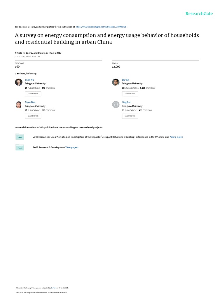 Energy Use Survey in Urban China | PDF | Energy Conservation | Survey ...