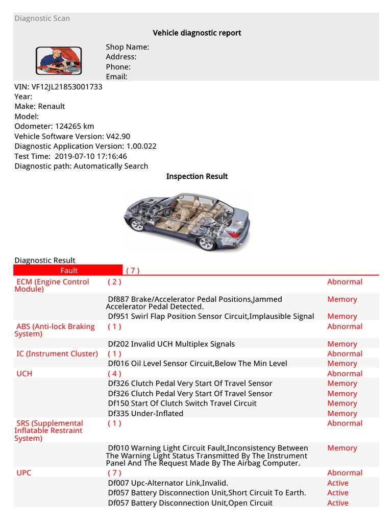 Renault Diagnostic Fault Codes Report | PDF | Anti Lock Braking System ...