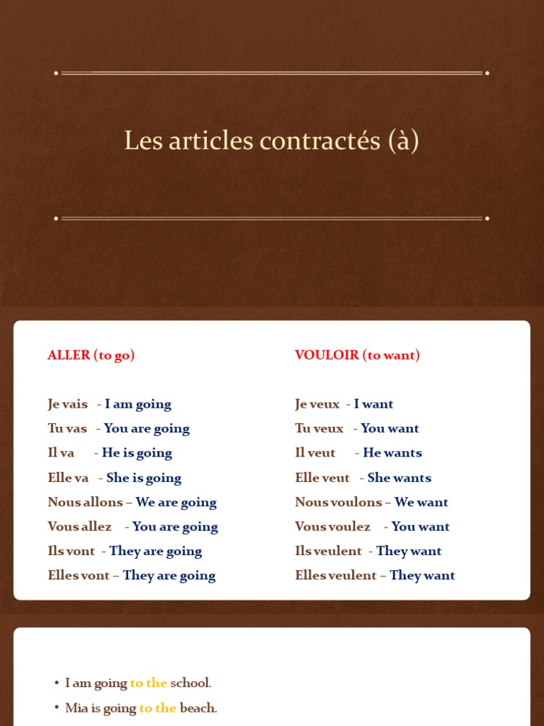 Les Articles Contractés (À) | PDF | Syntactic Relationships | Morphology