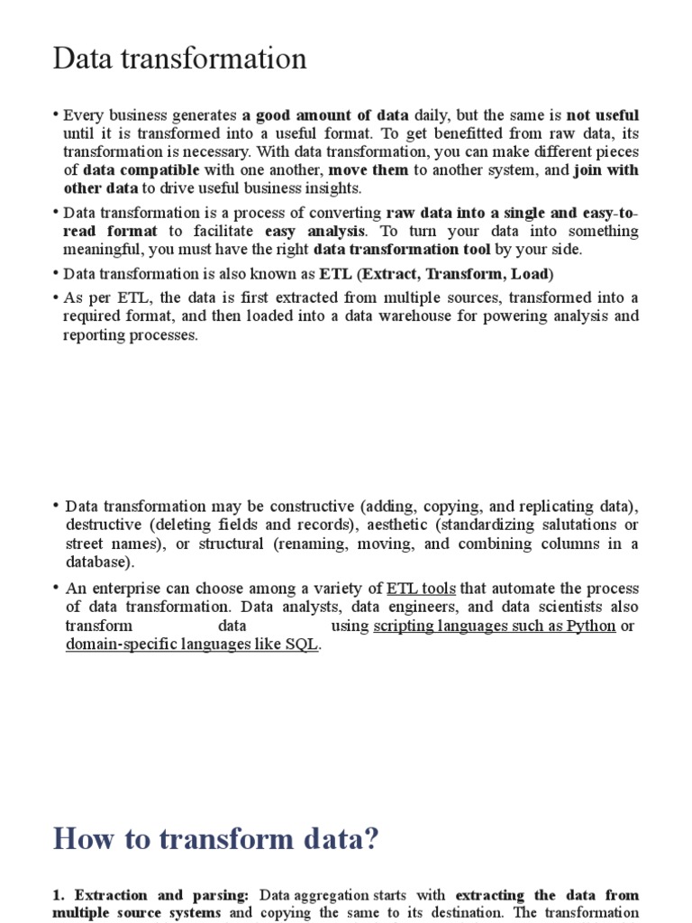 Lecture 5 - Data Transformation | PDF | Computing | Data