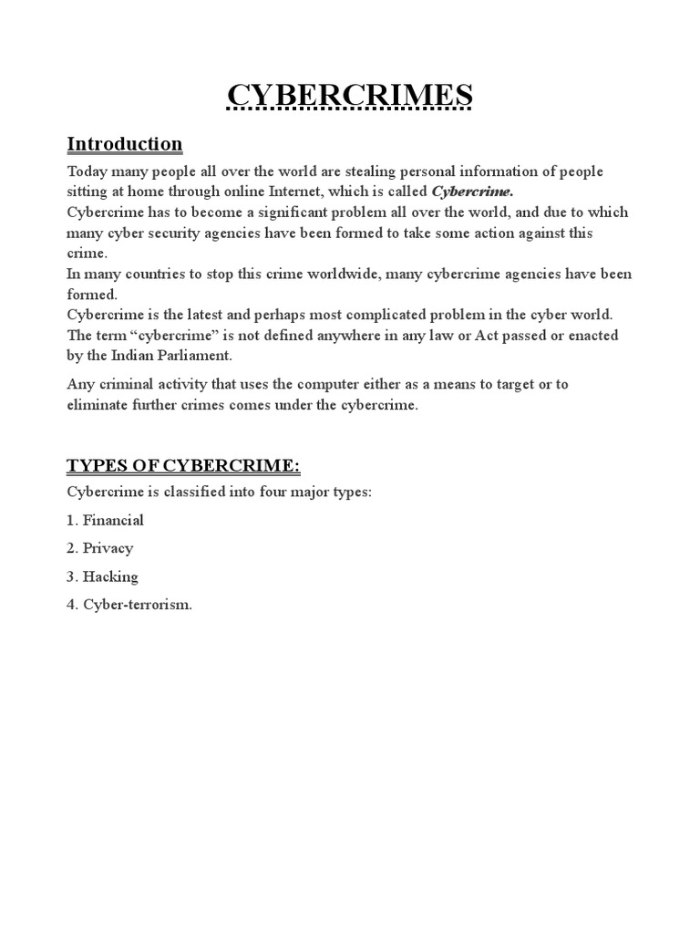 Cybercrimes: Types of Cybercrime | PDF | Cybercrime | Cyberwarfare