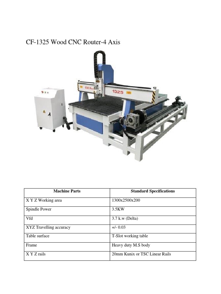 4 Axis CNC Router-Wood Working-Specification 1325 | PDF | Technology ...