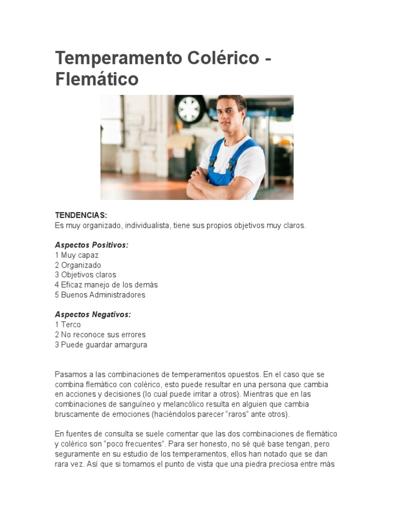 Temperamento Colérico | PDF | Sicología | Temperamento