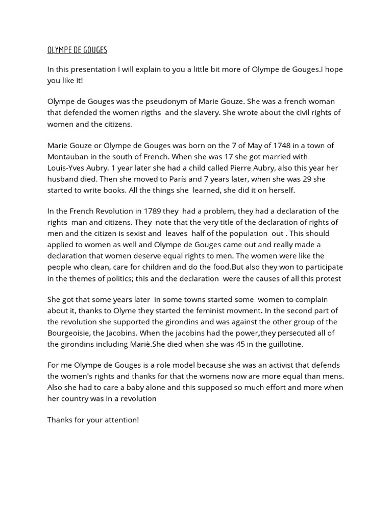 Olympe de Gouges: Persecuted | PDF