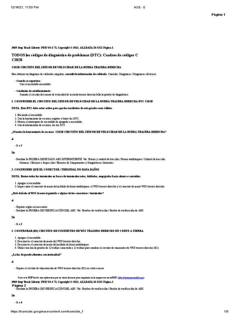 Codigo C102B Jeep Liberty 2009 | PDF | Sistema de freno antibloqueo ...