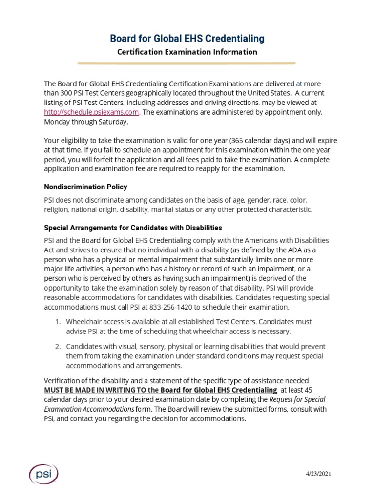 Board For Global EHS Credentialing: Certification Examination ...