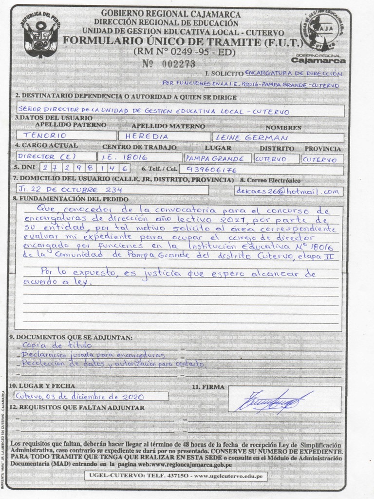 Solicitud Pra Encargaturas de Dirección | PDF