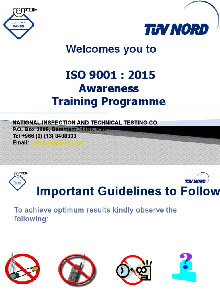 Welcomes You To ISO 9001: 2015 Awareness Training Programme | PDF ...
