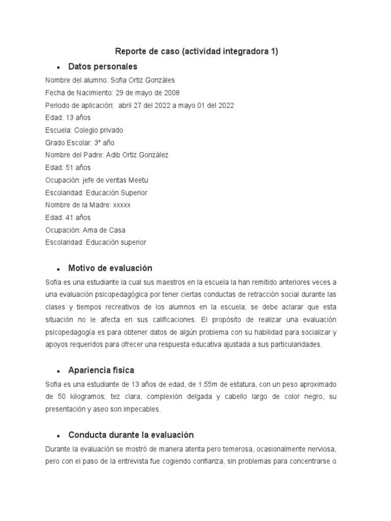 Reporte de Caso (Actividad Integradora 1) | PDF | Salud y bienestar