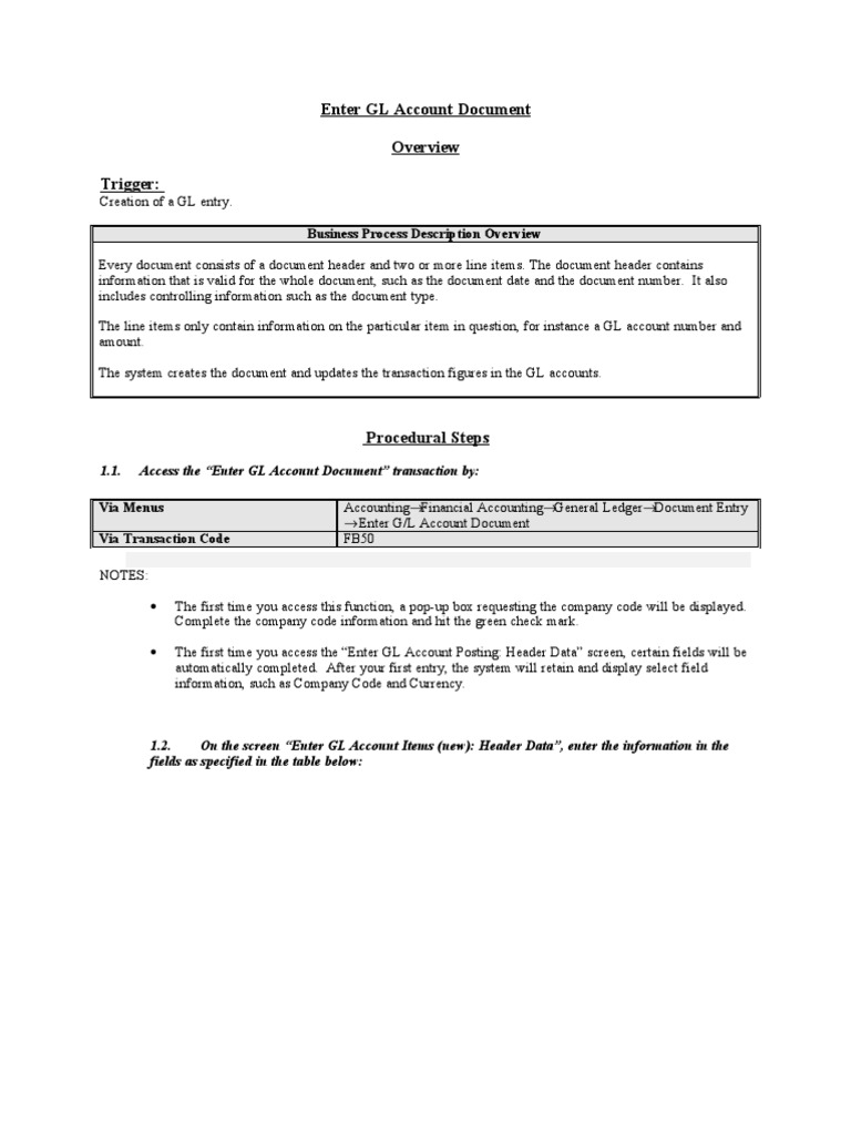 FB50 - Enter GL Account Document | PDF | Debits And Credits ...