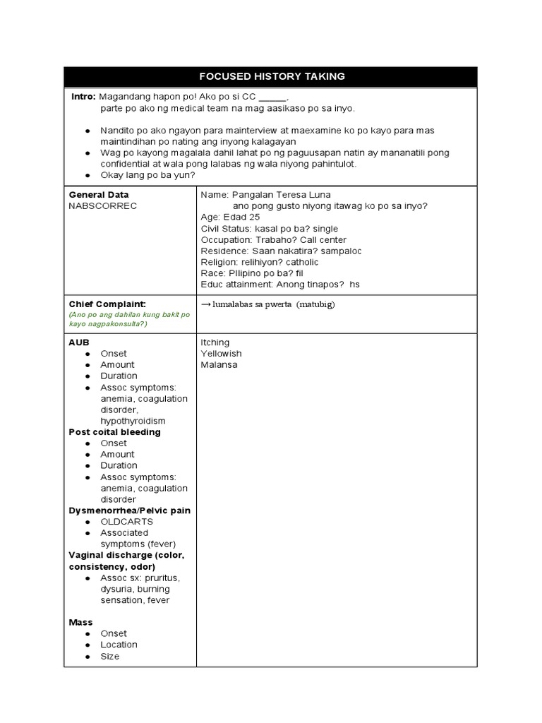 Telemed History Taking Template | PDF