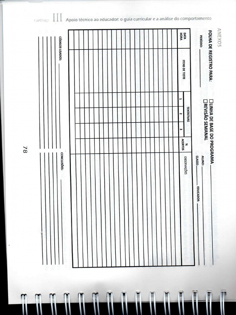 Folhas para Registro ABA | PDF