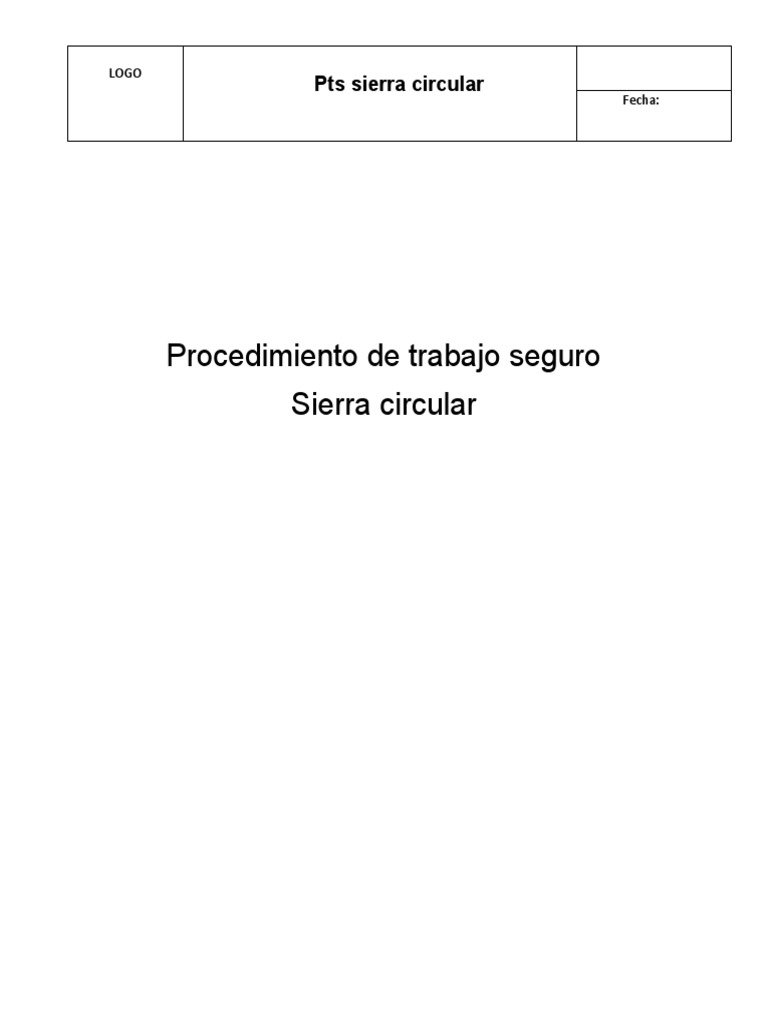 Procedimiento PTS Sierra Electrica Circular | PDF | Soldadura | Construcción