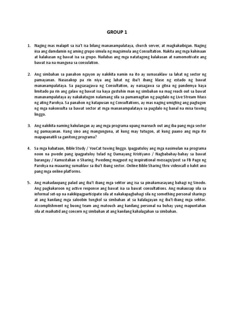 Group 1 Sharing 1 | PDF