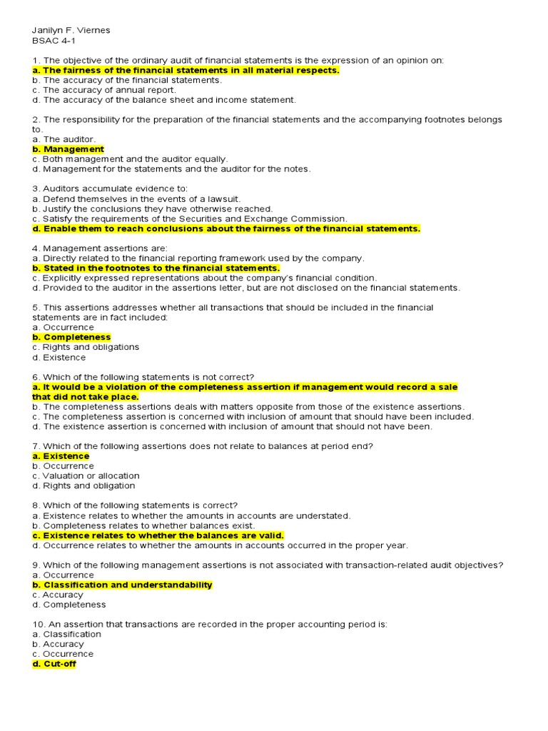 Audit of Financial Statements Practice Exam | PDF | Audit | Financial Audit