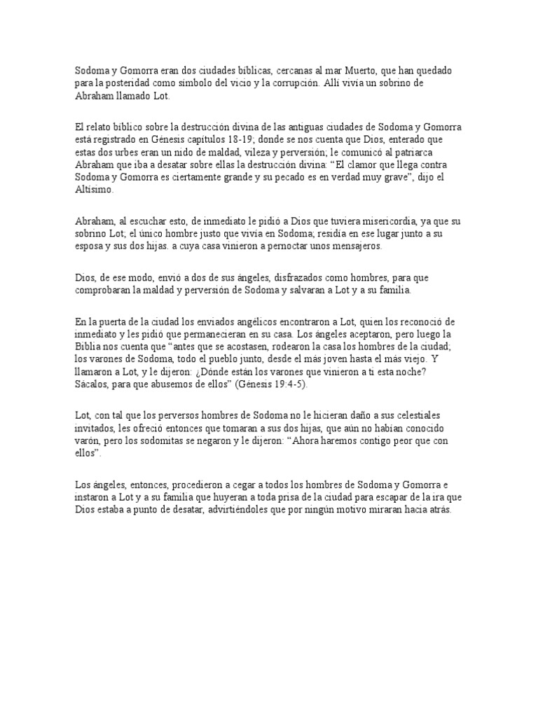 Sodoma y Gomorra Eran Dos Ciudades Bíblicas POR DP | PDF | Sodoma y ...