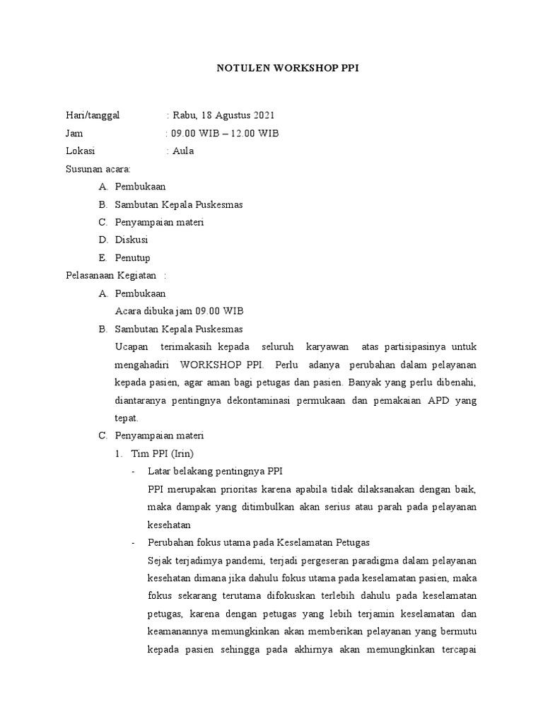 Notulen Workshop Ppi | PDF
