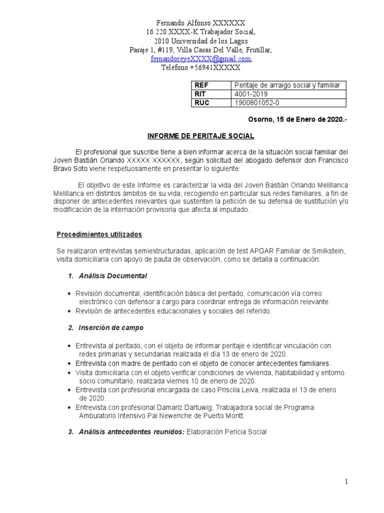 Formato Informe Social | PDF | Trabajo Social