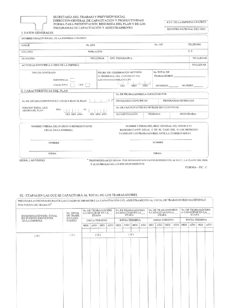 Formato DC-2 Presentacion de Planes y Programas | PDF