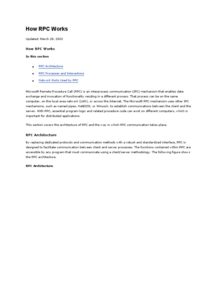 How Rpc Works Pdf Port Computer Networking Library Computing