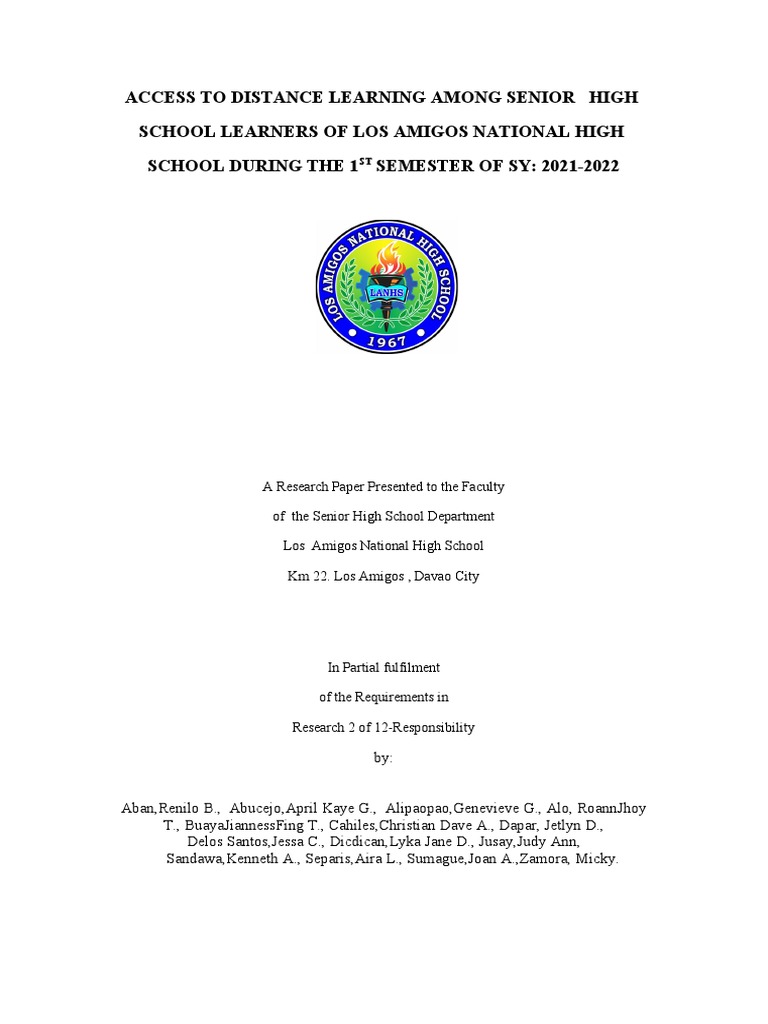 Access to Distance Learning in High School | PDF | Distance Education ...