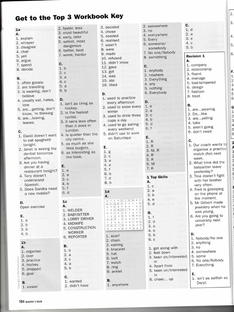 Get To The Top 3 Workbook Key | PDF