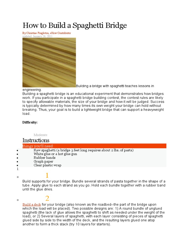 How To Build A Spaghetti Bridge | PDF | Adhesive | Materials