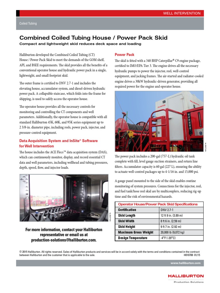 Combined Coiled Tubing House / Power Pack Skid | PDF | Pipe (Fluid ...