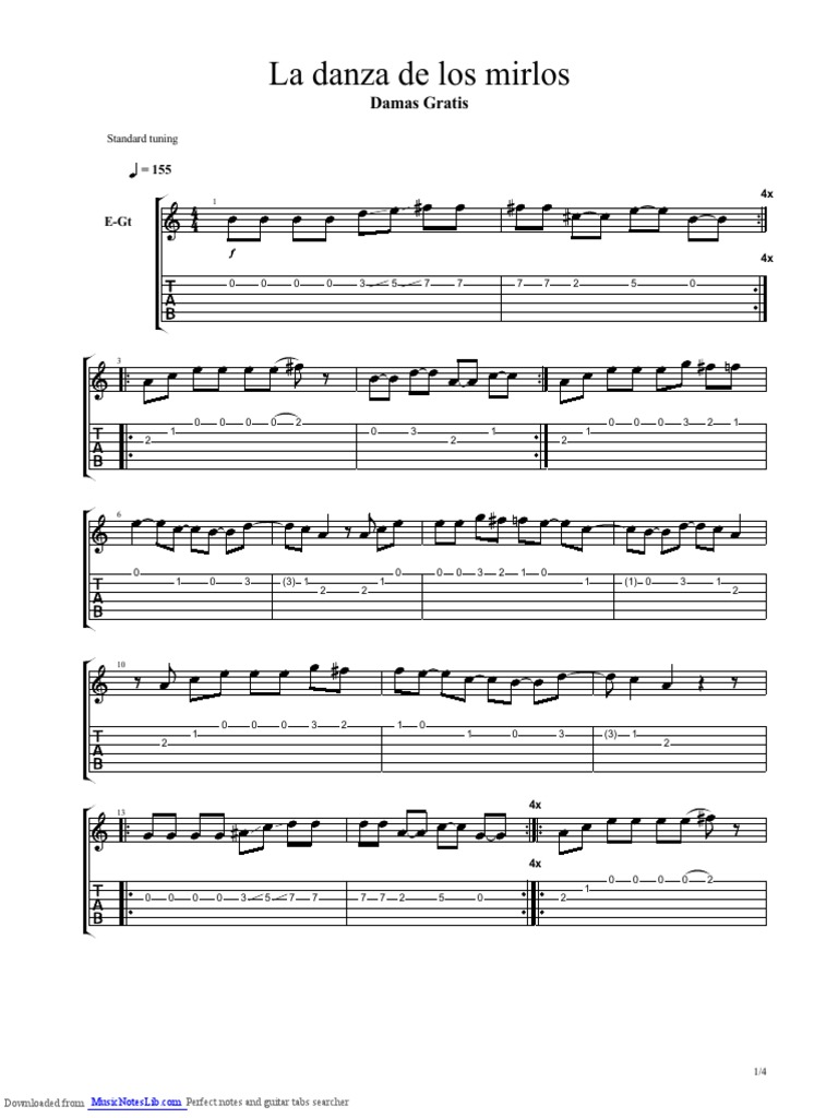 Damas Gratis-La Danza de Los Mirlos | PDF | Guitar Family Instruments ...