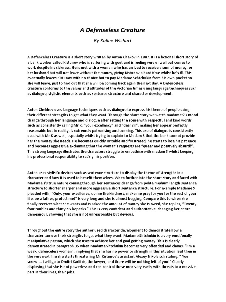 A Defenseless Creature Full Script | PDF