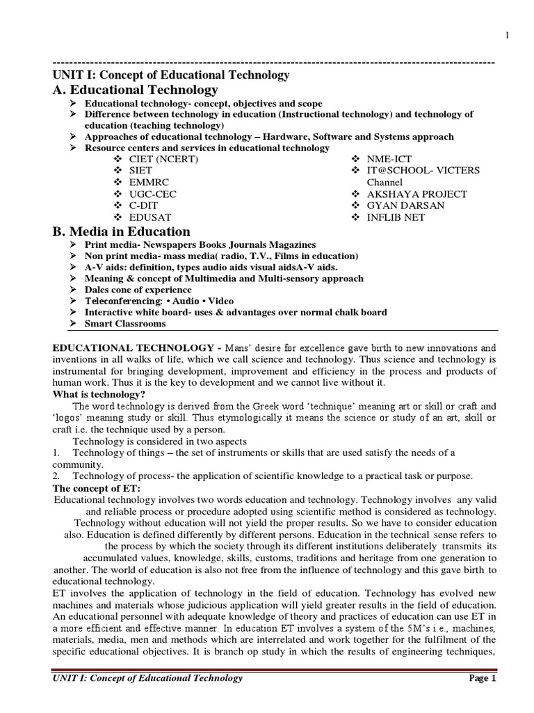 Et Full Note-1 | PDF | Educational Technology | Mass Media