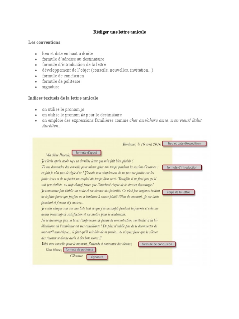 Rédiger Une Lettre Amicale | PDF