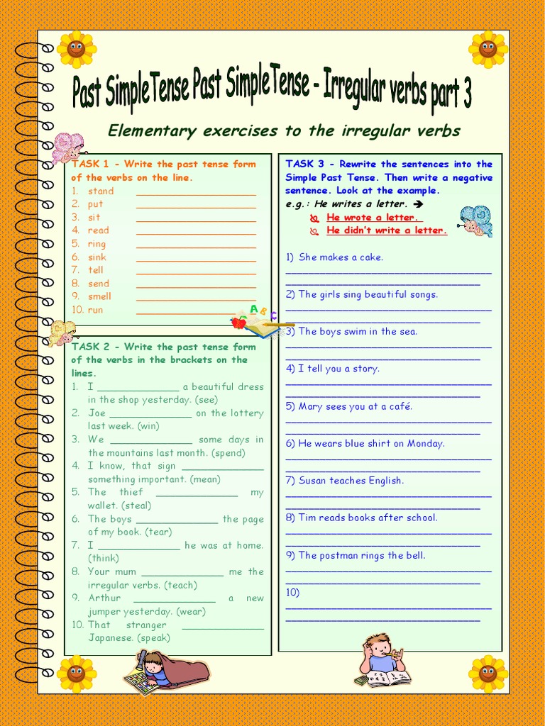 Elementary Exercises To The Irregular Verbs: TASK 1 - Write The Past ...