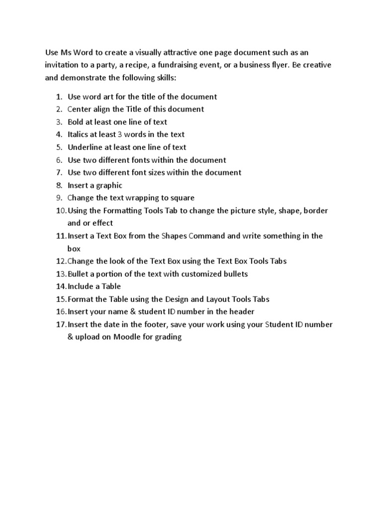 MS Word Creative Document Assignment | PDF | Business | Art
