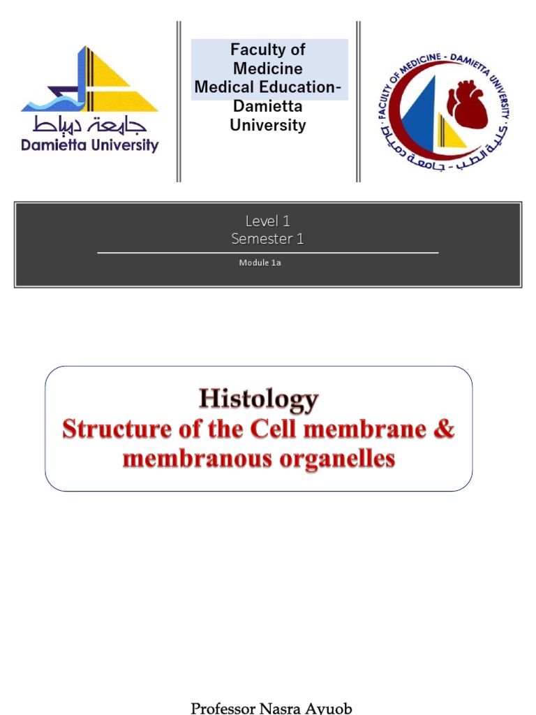 1 - Histology Lecture - Structure of Cell Membrane and Membranous ...