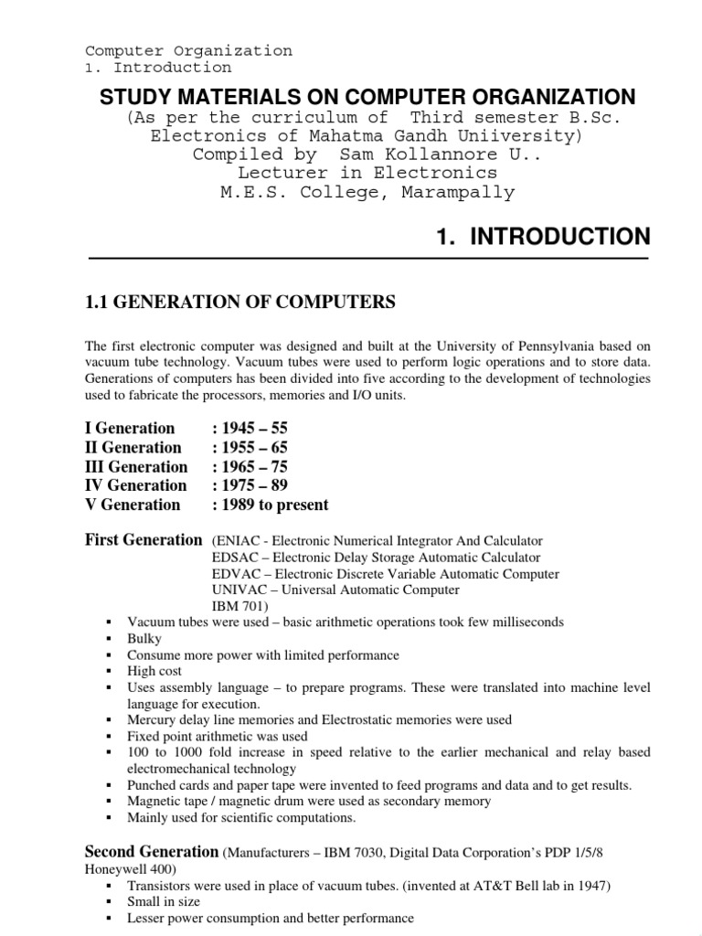 Generation of Computers | PDF