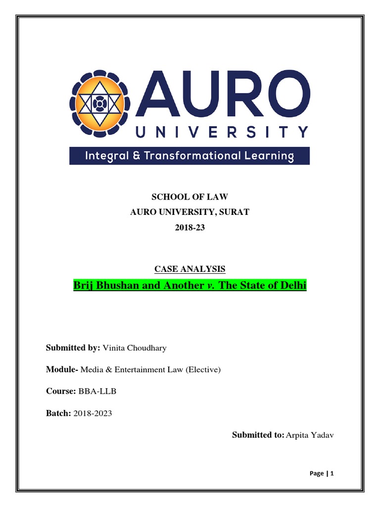 Brij Case Analysis | PDF | Prior Restraint | Public Sphere