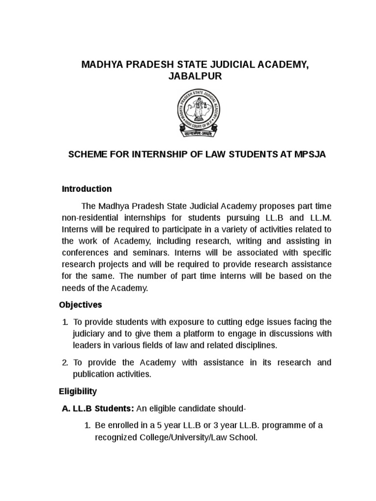 SCHEME FOR INTERNSHIP AT MPSJA Final | PDF | Internship | Job Hunting